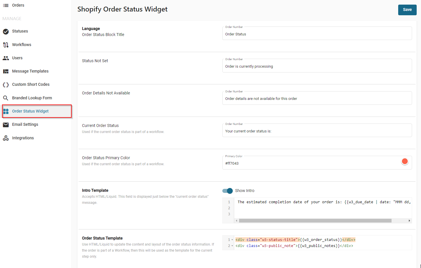 Order Status Widget – W3trends, Inc.